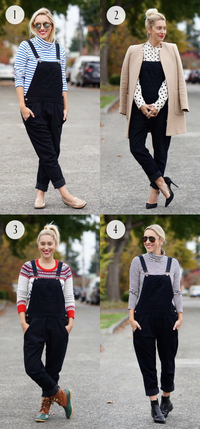 Outfit Remix: Black Denim Overalls Four Different Ways - My Style Pill